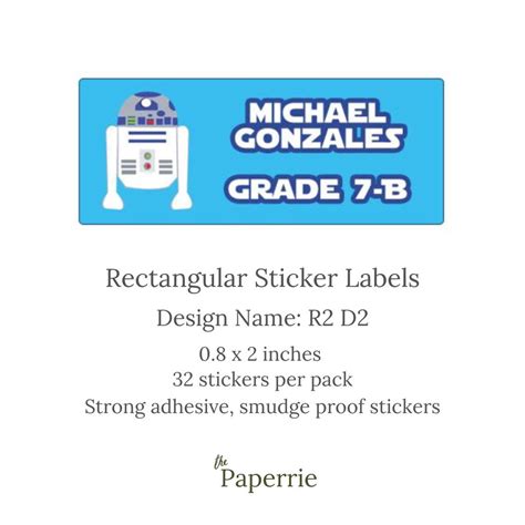 Rectangular Sticker Labels In R2 D2 Design Shopee Philippines