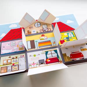 Inside House Paper Craft Printabe Template Pdf Etsy