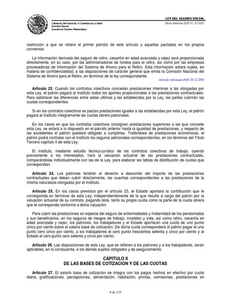 Ley Del Seguro Social Pdf Salario Seguro