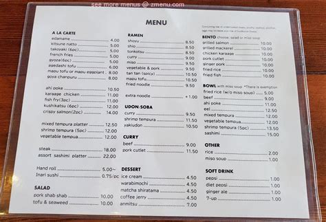 Online Menu Of Hana No Sato Restaurant Honolulu Hawaii 96826 Zmenu