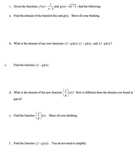 Solved 1 Given The Functions Fxx−31 And Gxx3 Find