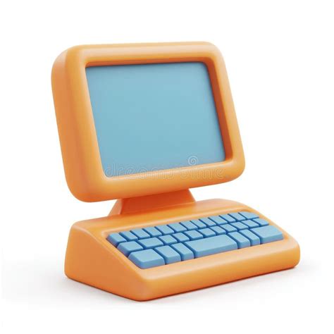Cute Orange Retro Computer A Fun 3d Render Stock Illustration