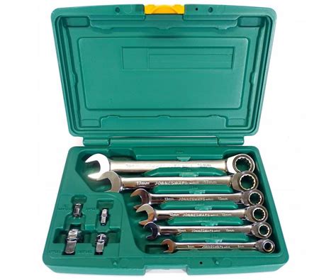 Combination Spanner Set Ratchet Adapters Jonnesway Wrenches Open