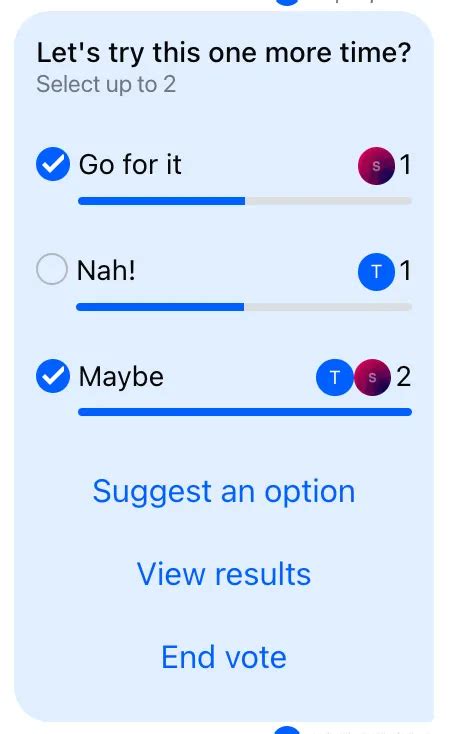 poll react chat messaging docs