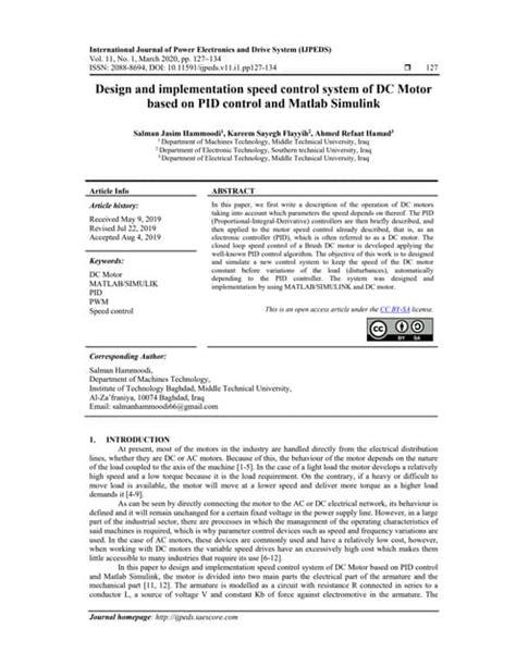 Design And Implementation Speed Control System Of Dc Motor Based On Pid Control And Matlab