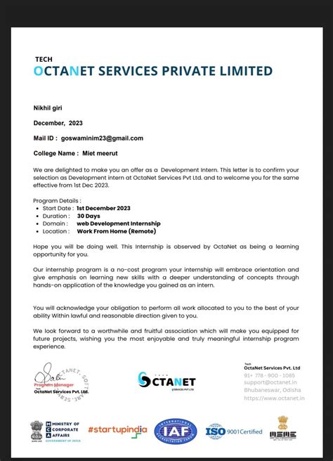 Nikhil Giri On Linkedin Octanetinternship Octanet