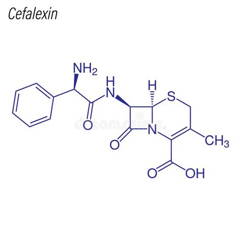 Fórmula óssea Vetorial Da Cefalexina Molécula Química Da Droga