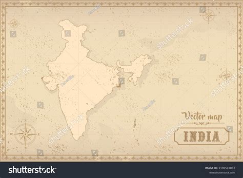 Map India Old Style Brown Graphics Stock Vector Royalty Free