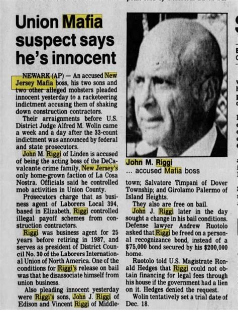 Some Articles About Giovanni John The Eagle Riggi R Mafia