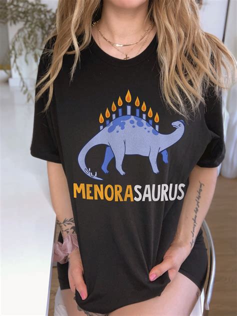 Menora Saurus Funny Menorah Shirt Dinosaur Hanukkah Shirt Hannukah Shirt Happy Hanukkah Shirts