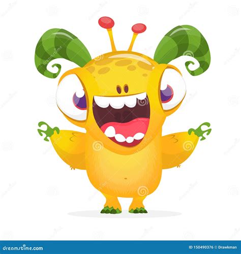 Cute Cartoon Tiny Monster Vector Alien Character Stock Vector Illustration Of Expression