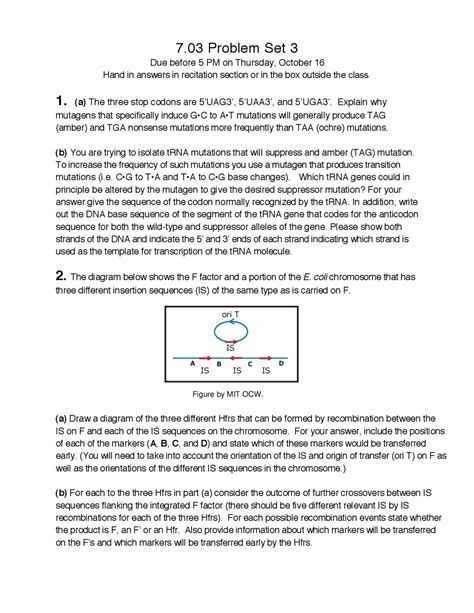 Genetics Practice Problem Set 3 Docsity
