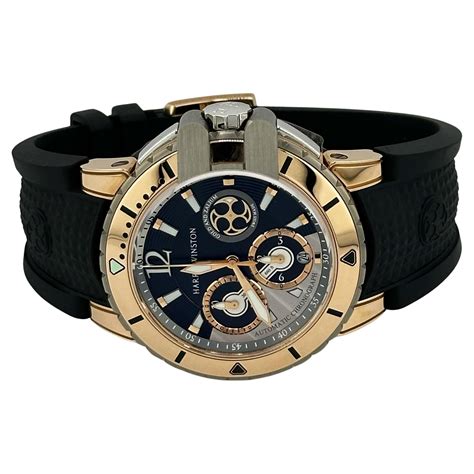 Harry Winston Ocean Dual Time 18 Karat Gold Mens Watch Automatic