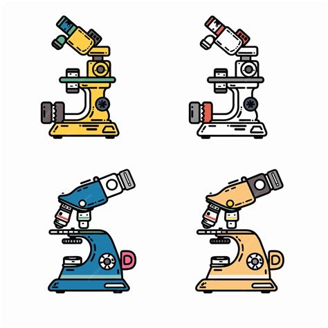 Premium Vector Four Colorful Microscopes Vector Illustrations