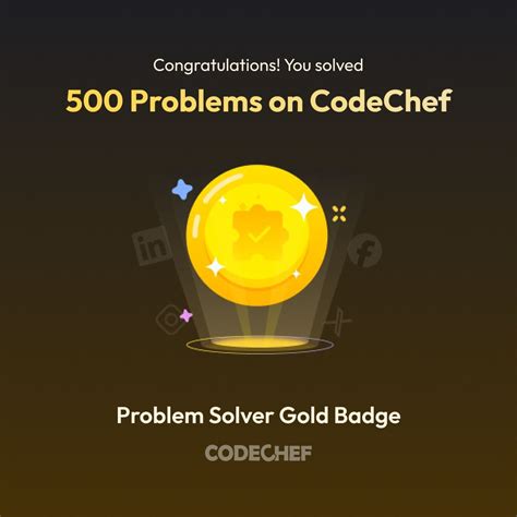 “milestone Unlocked 500 Problems Solved On Codechef Koushik P