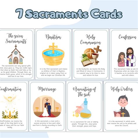Printable Seven Sacraments Flashcards Catholic Learning Cards For