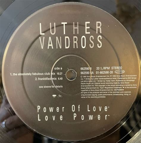 Luther Vandross Power Of Love 12 Ead Record