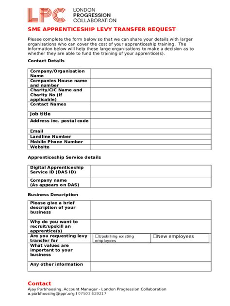 Sme Apprenticeship Levy Transfer Request Doc Template Pdffiller