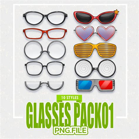 Vtuber Assets 10styles Glasses Pack01 Pngfile Etsy