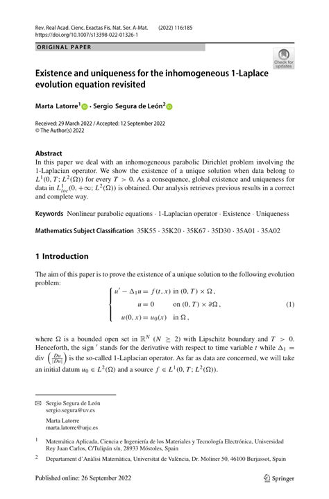 Pdf Existence And Uniqueness For The Inhomogeneous 1 Laplace