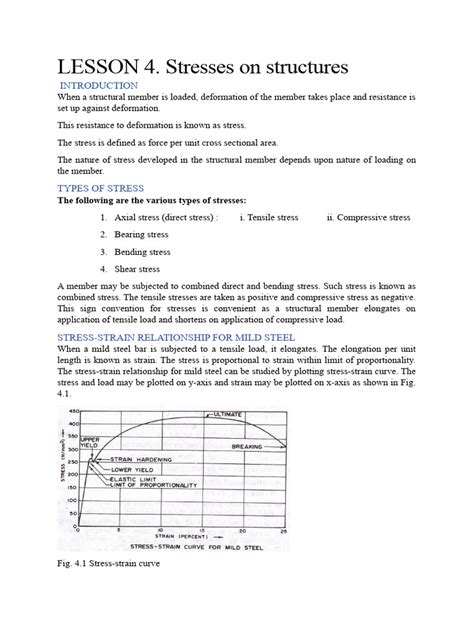 Lesson 4 Stresses On Structures Pdf Deformation Engineering Yield Engineering
