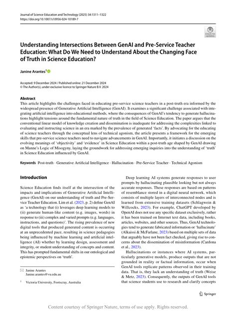 Understanding Intersections Between Genai And Pre Service Teacher