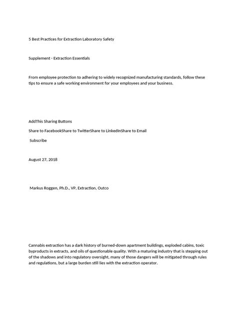 5 Best Practices For Extraction Laboratory Safety Pdf