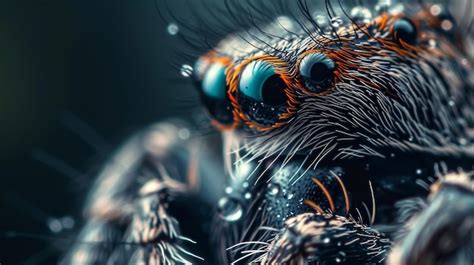 Premium Ai Image Close Up Of A Spiders Face With Eight Eyes And Fangs