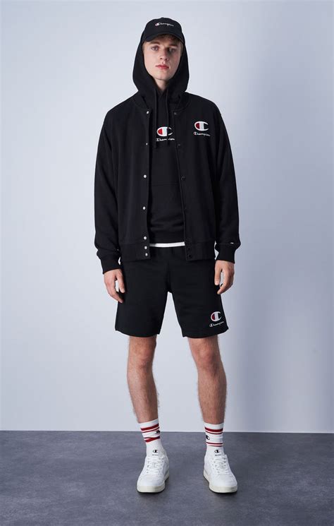 C Champion Logo Terry Shorts Black Authentic Pants Champion United