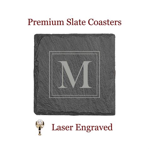 Monogram Square Slate Coaster Gem Awards