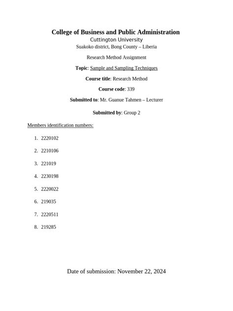 339 Research Group 2 Pdf Sampling Statistics Methodology
