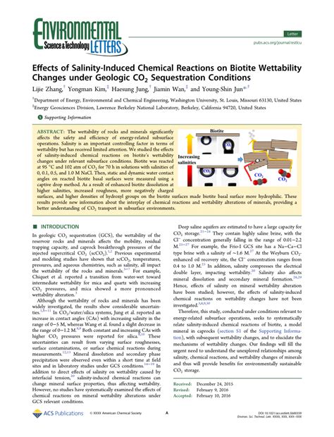 Pdf Effects Of Salinity Induced Chemical Reactions On Biotite