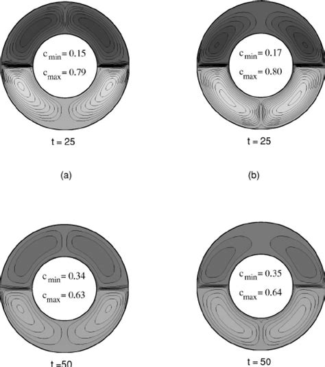 Instantaneous Concentration Contours At Different Time Moments The