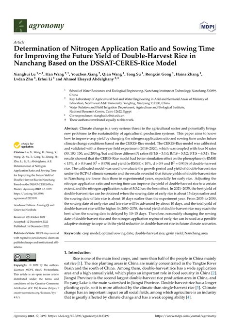 Pdf Determination Of Nitrogen Application Ratio And Sowing Time For
