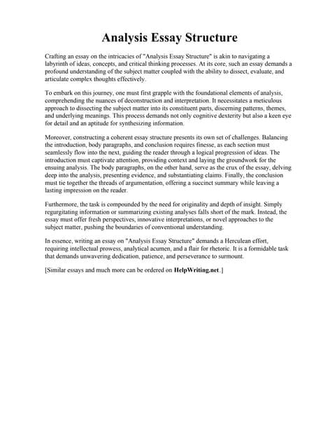Analysis Essay Structure Pdf