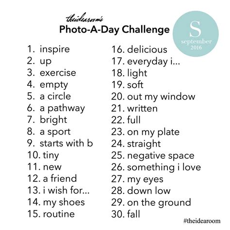 September Photo A Day Challenge The Idea Room