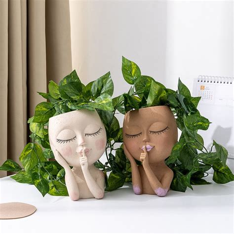 Cute Girl Flower Pots Face Flower Pots Head Flower Pots Etsy