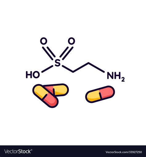 Taurine Chemical Structure Icon Royalty Free Vector Image