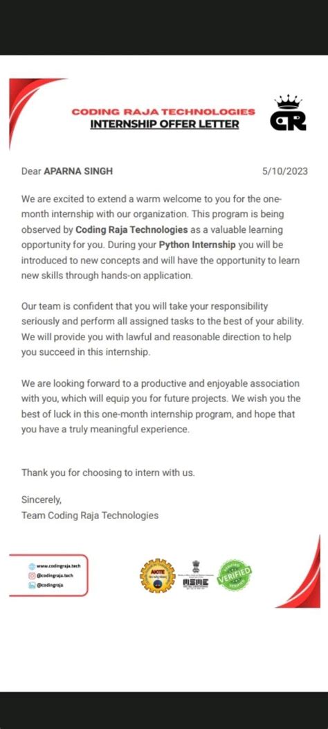 Internship Codingrajatechnologies Opportunityknocks Techjourney