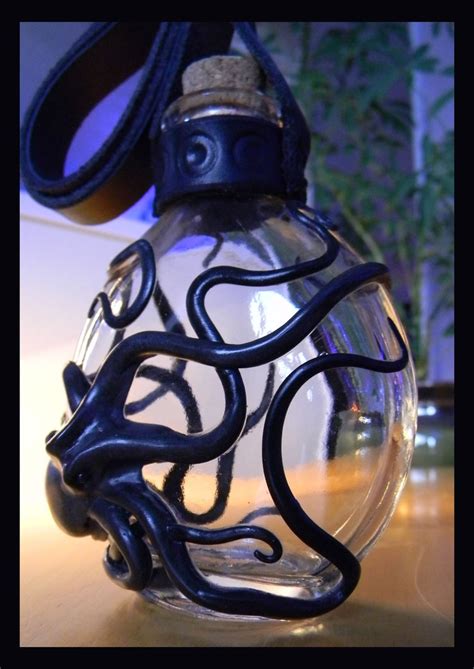 Onyx Octopus Kraken Flask Sculptural Glassware For Pirates Rum