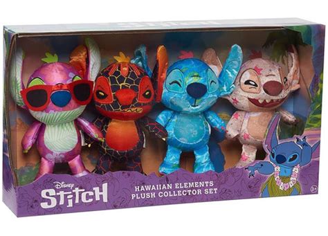 Disney Stitch Hawaiian Elements Exclusive Plush Collector Set 4 Pack