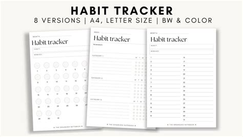 Digitalprintable Habit Tracker Notebook The Organized Notebook