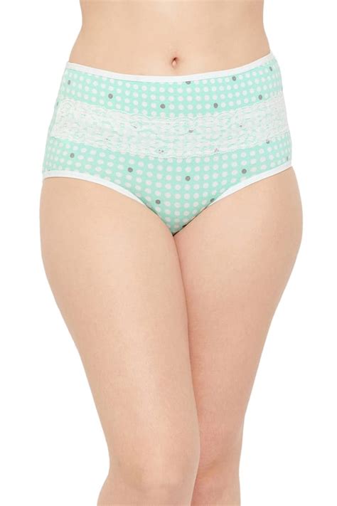 Buy High Waist Polka Dot Print Hipster Panty In Turquoise Green With