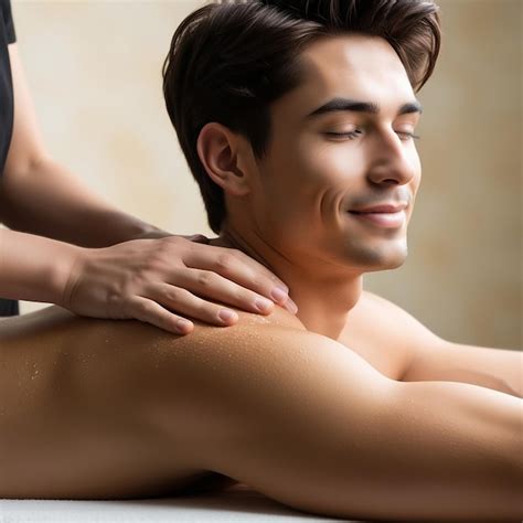 Young Man Having Back Massage Close Up Premium Ai Generated Image