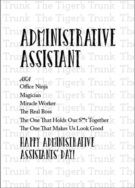 Printable Thank You Card Administrative Assistants Day Etsy