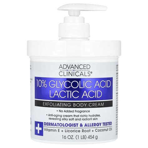 Advanced Clinicals 10 Glycolic Acid Lactic Acid Exfoliating Body