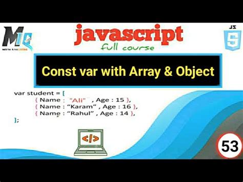 Const Variables With Array Object Methods In Javascript Tutorial