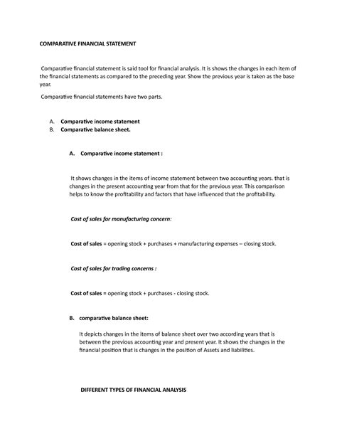Comparative Financial Analysis Comparative Financial Statement Comparative Financial Statement