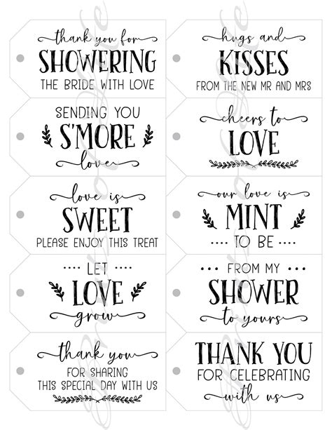 Bridal Shower And Wedding T Tags Instant Download Etsy