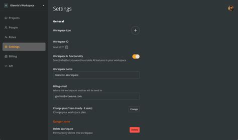 Workspace Settings Arcweave Documentation